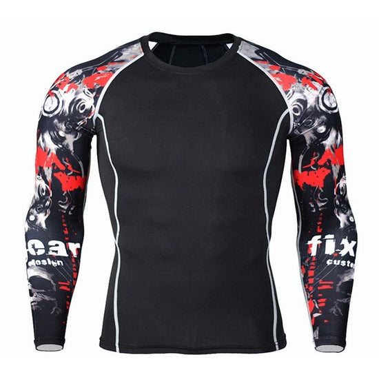 Mens Compression Shirts Bodybuilding Skin Tight Long Sleeves ...